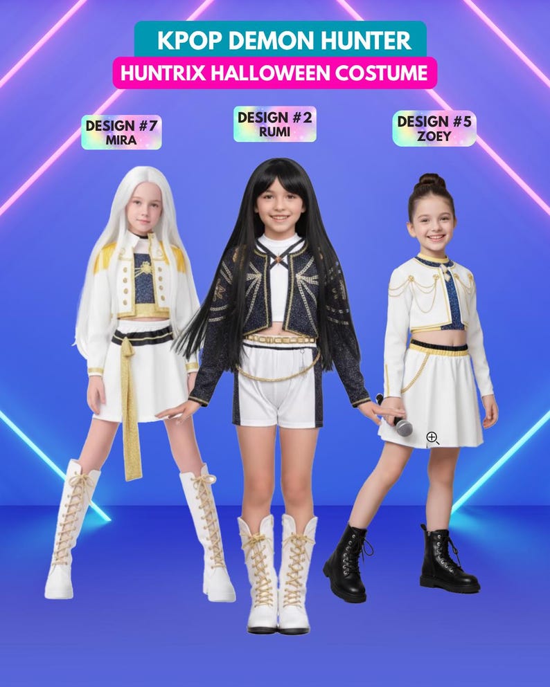 KPOP Demon Hunter Huntrix Costume for Girls | Rumi Zoey Mira Outfits - Etsy