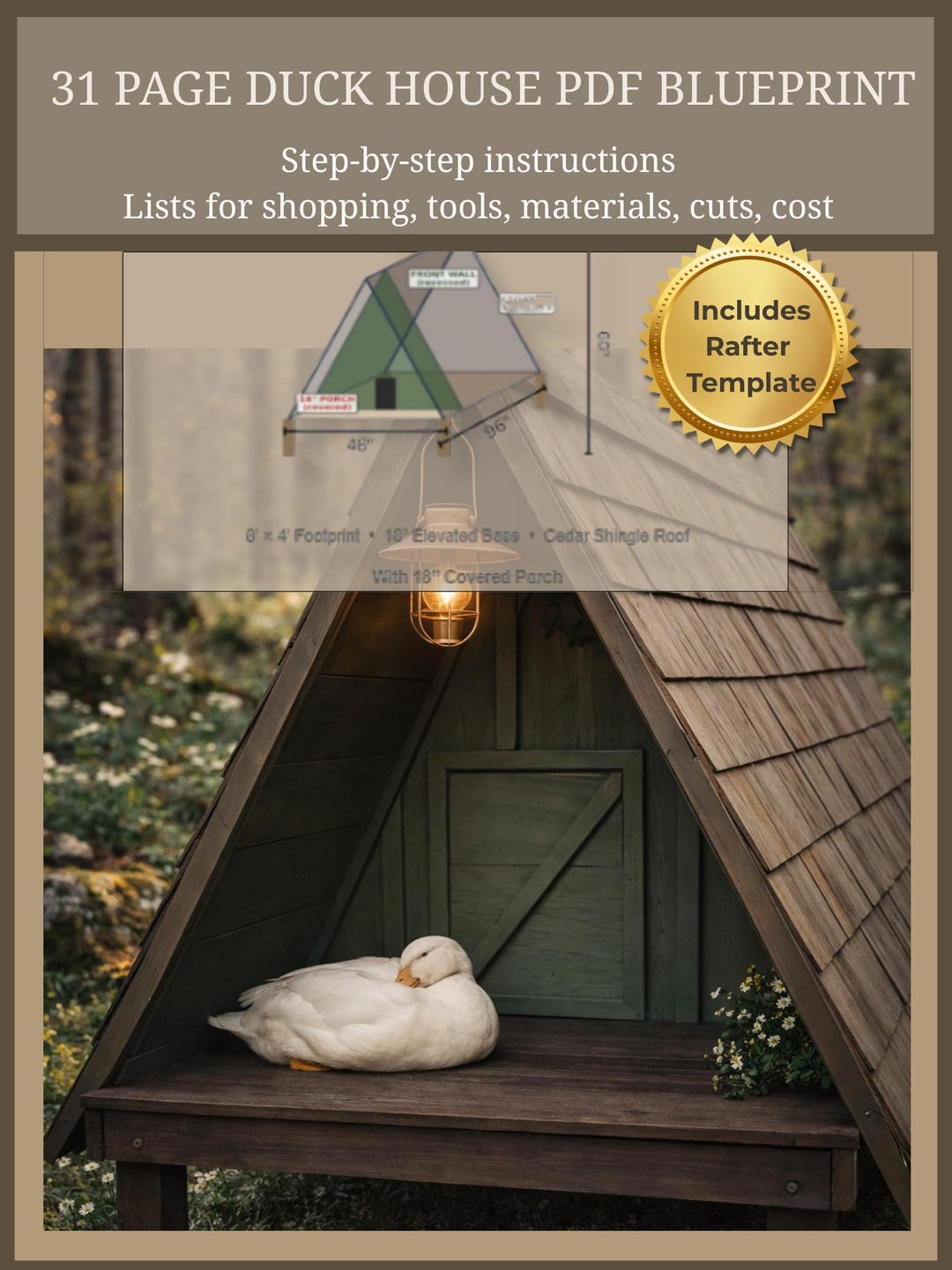 A-frame Duck House Plans | 8x4 Beginner Woodworking Blueprint (PDF ...