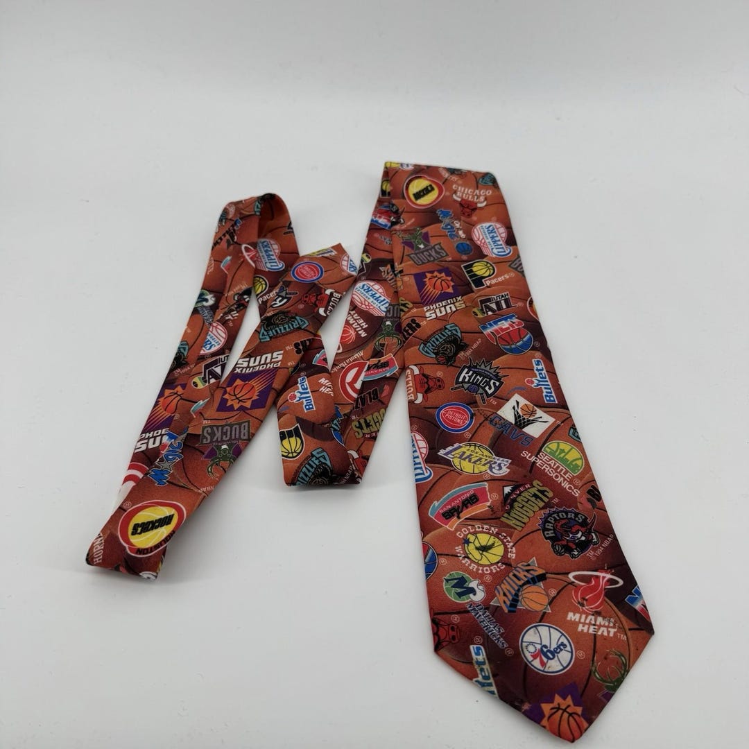 Vintage 1994 NBA Logos Basketball Surrey Wallywear Necktie Tie Made in ...