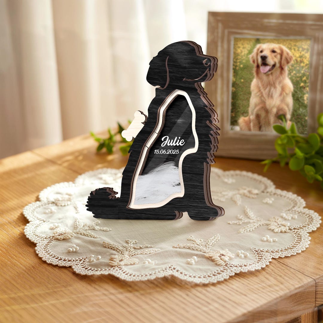 Pet Memorial Gift Personalised Hair Memorial Box, Wooden Pet Fur Statue ...