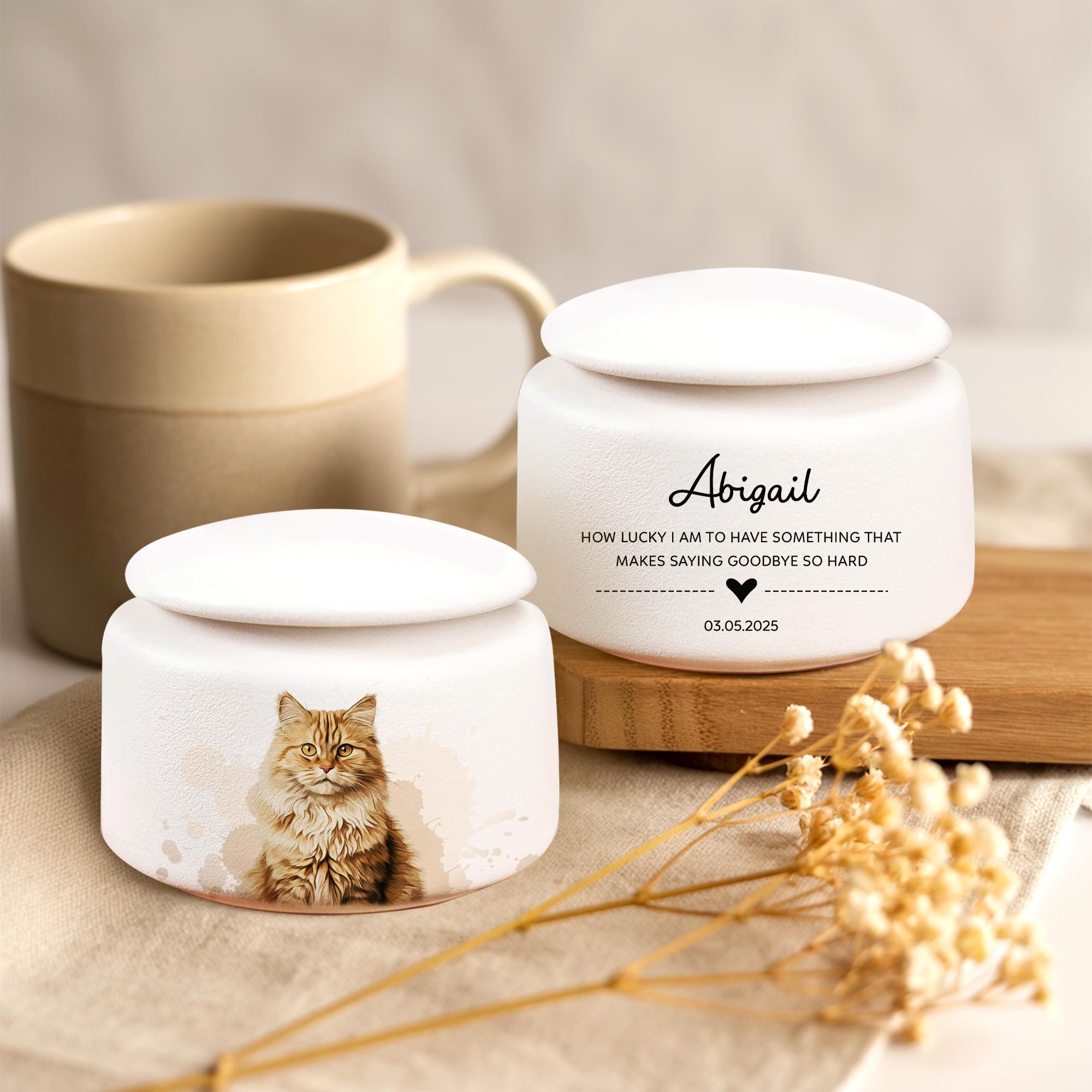 Personalized Pet Urn With Photo, Custom Cat Memorial Urn, Pet Ashes ...
