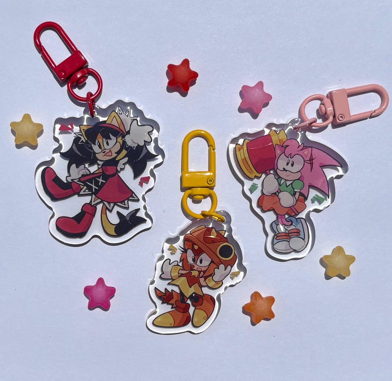 Individual Classic Sonic Character Epoxy Keychain - Classic Amy, Honey ...