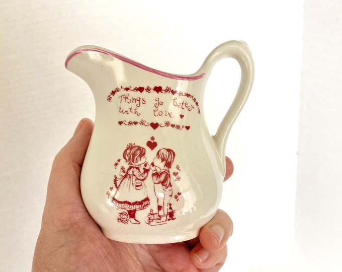 Royal Crownford Ironstone Red White Creamer Pitcher Hanley Royal Falcon ...