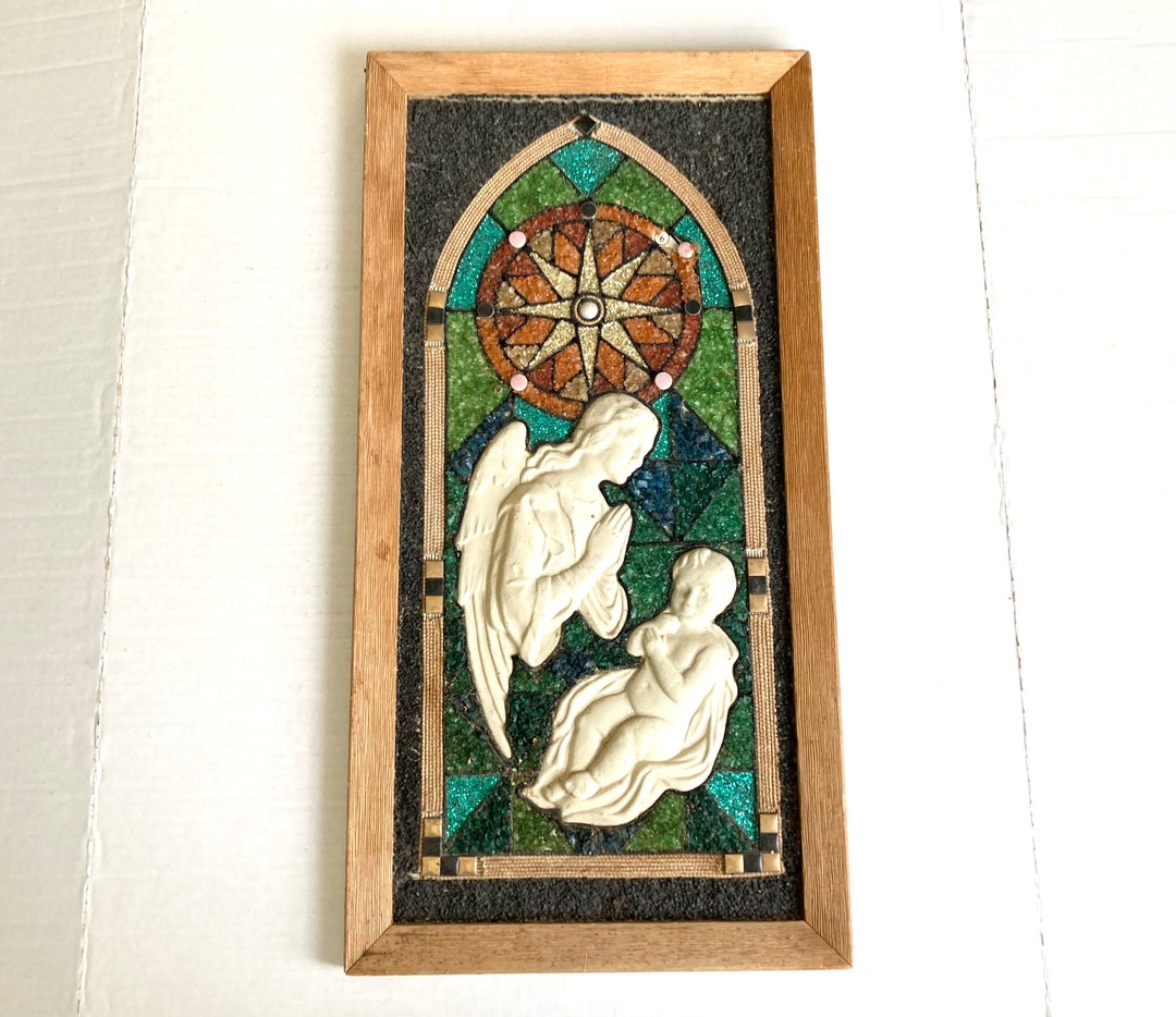 Vintage Crushed Gravel Pebble Glass Framed Wall Art Religious - Etsy