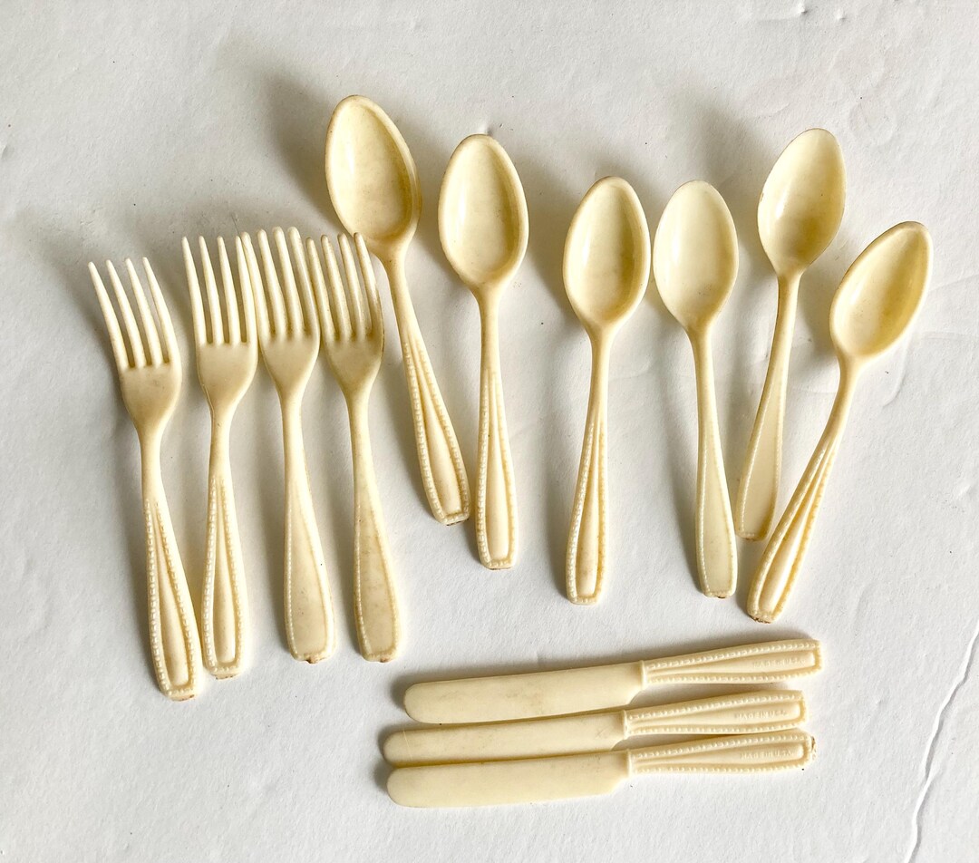 Vintage Toy Play Pretend Flatware Plastic 13 Piece Set Made USA - Etsy