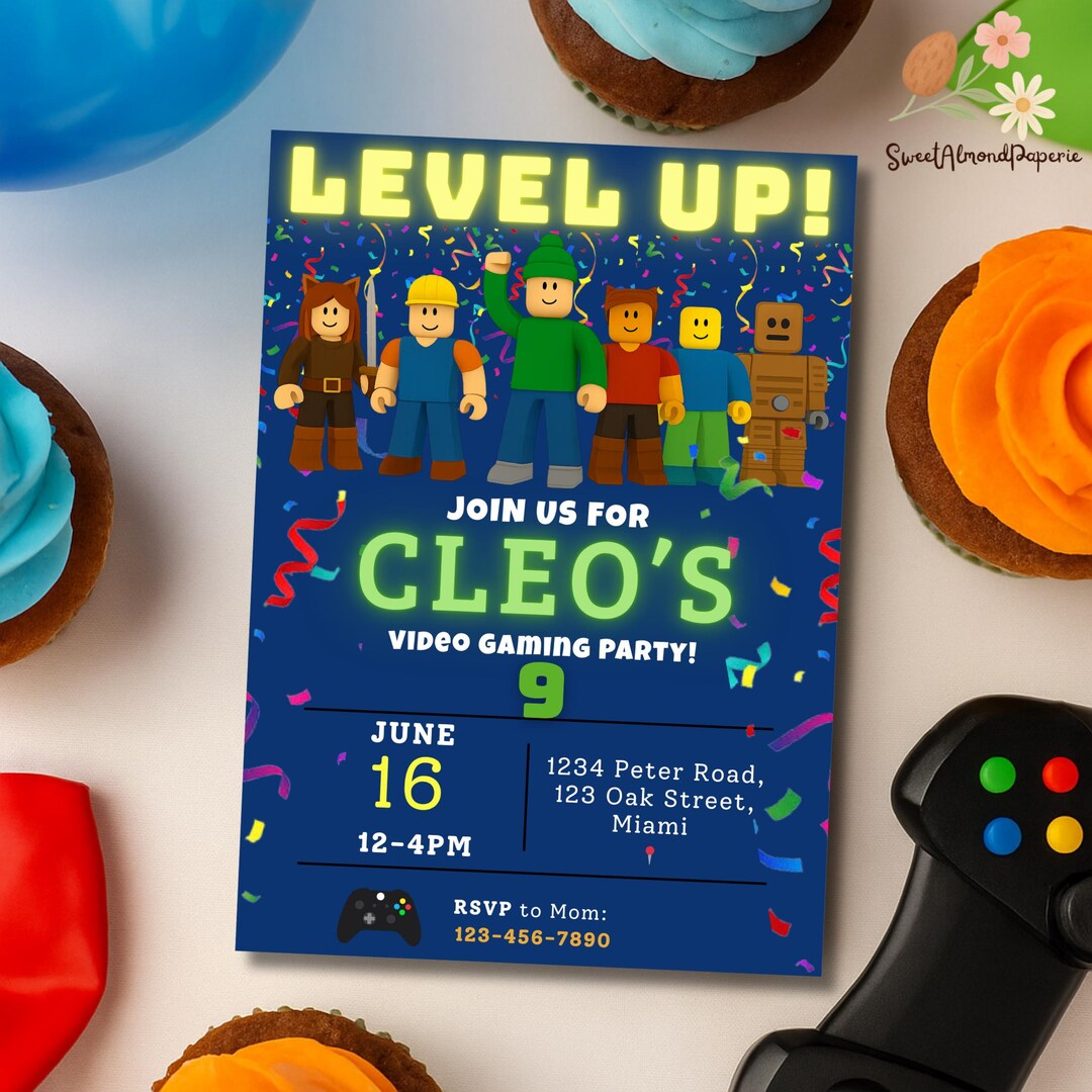 Video Game Birthday Invitation: Level up Party, Editable Template ...