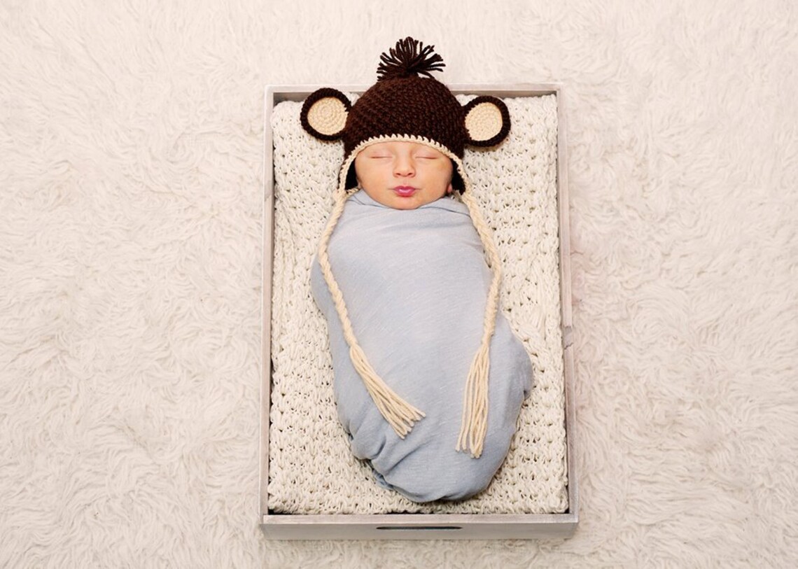 Newborn photo prop monkey newborn hat Newborn boy newborn | Etsy