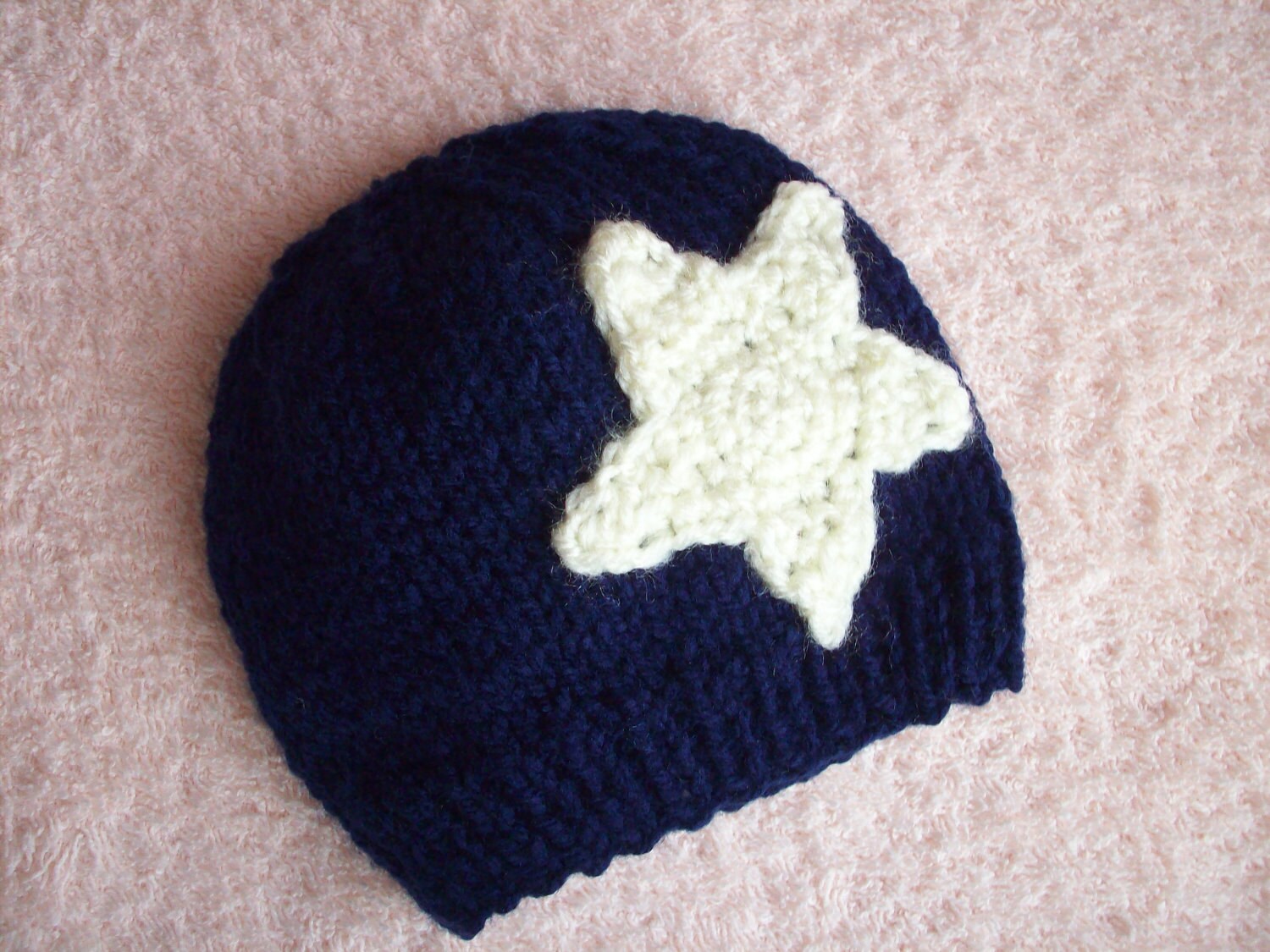 Newborn Knit Hat With a Star Navy Blue or Any Color Beanie - Etsy