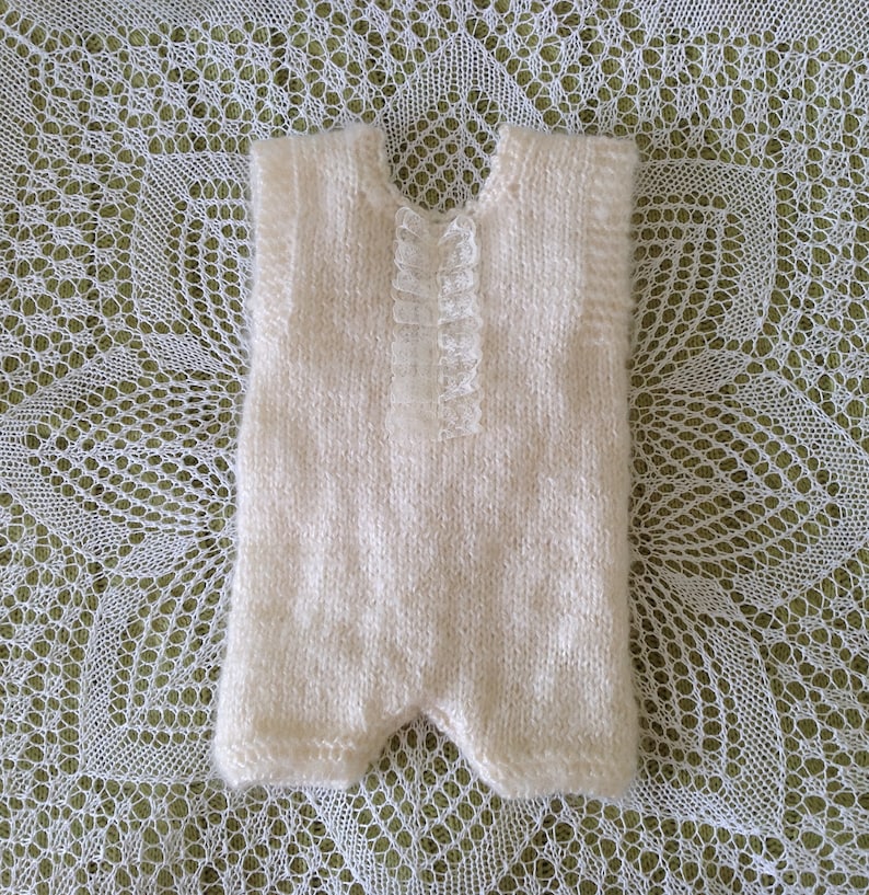 Newborn Photo Prop Cream Mohair Newborn Romper for Baby Girl - Etsy