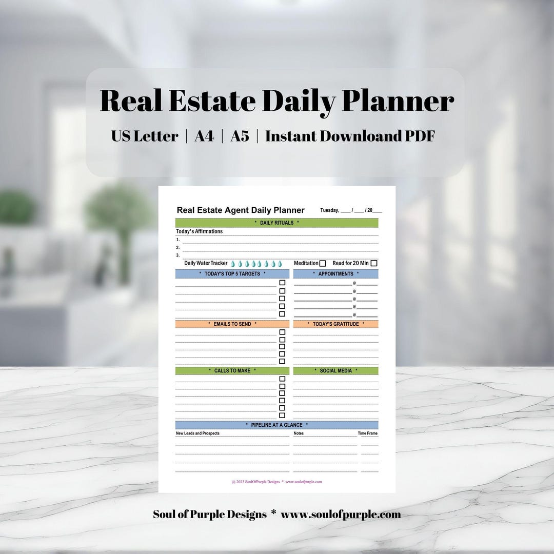 2025 Real Estate Agent Planner: Daily Productivity & Lead Tracker (PDF ...