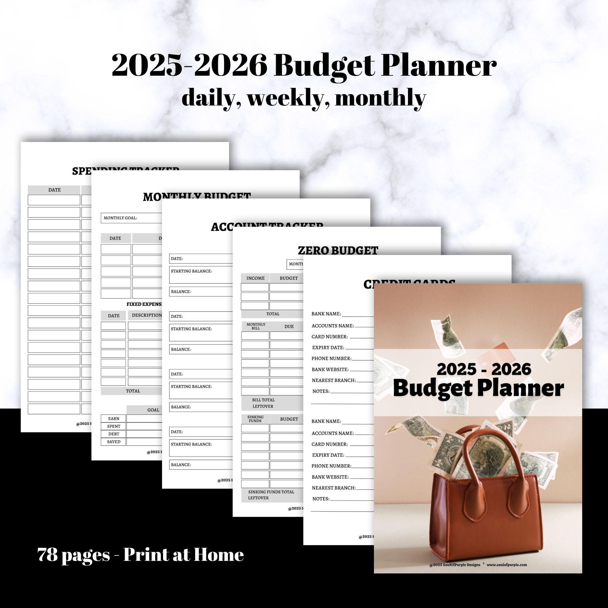 2025-2026 Budget Planner: Printable Monthly Calendar & Expense Tracker ...