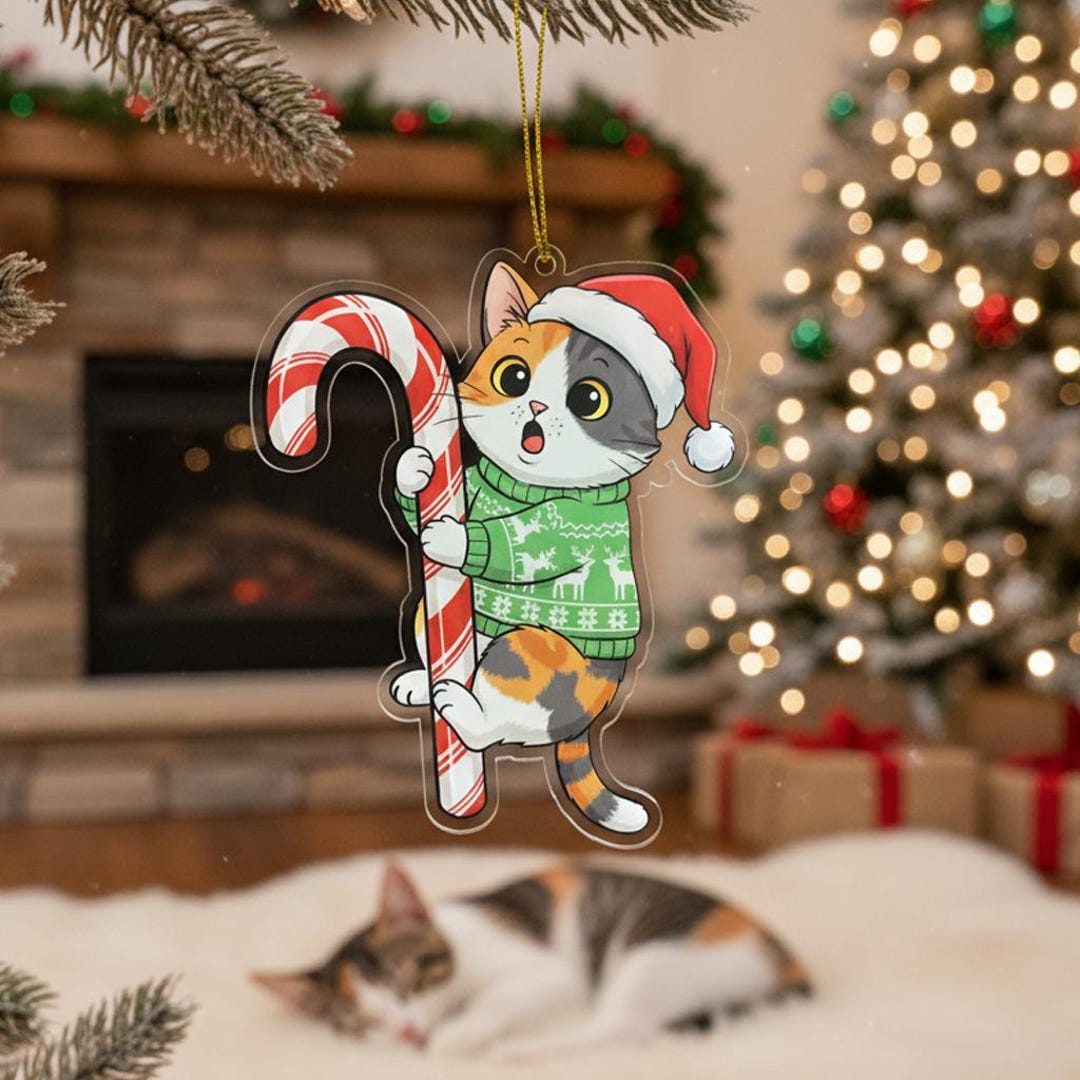 Funny Ornament Calico Cat Christmas Tree, Kute Calico Cat Lover Gifts ...