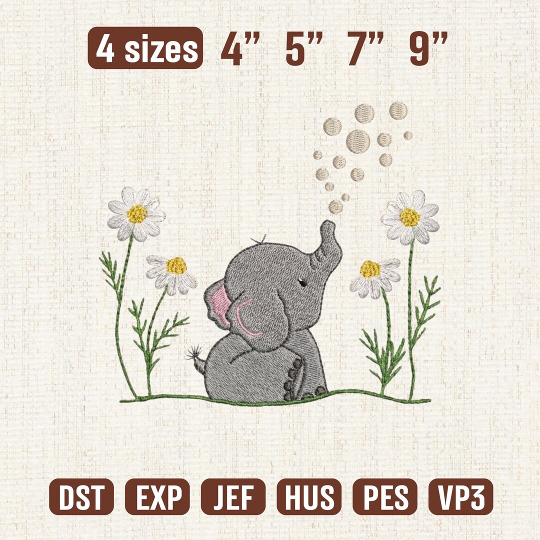 Baby Elephant Machine Embroidery Design, Embroidery Baby Elephant, Baby ...