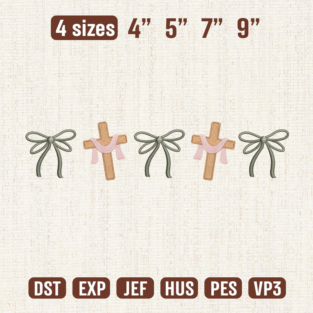 Coquette Christian Embroidery Design, Cross Embroidery, Christian ...