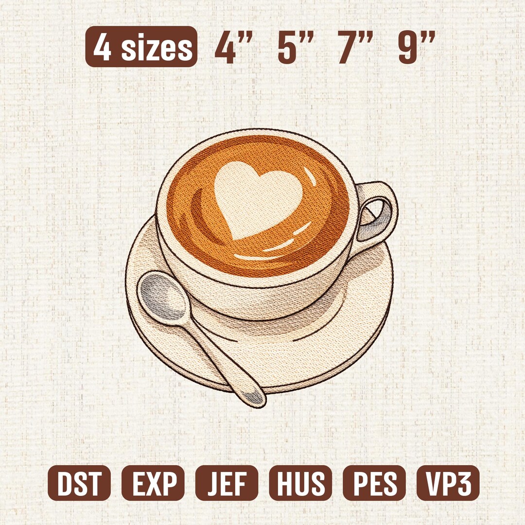 Coquette Latter Embroidery Design, Coffee Cup Embroidery File, Coffee ...