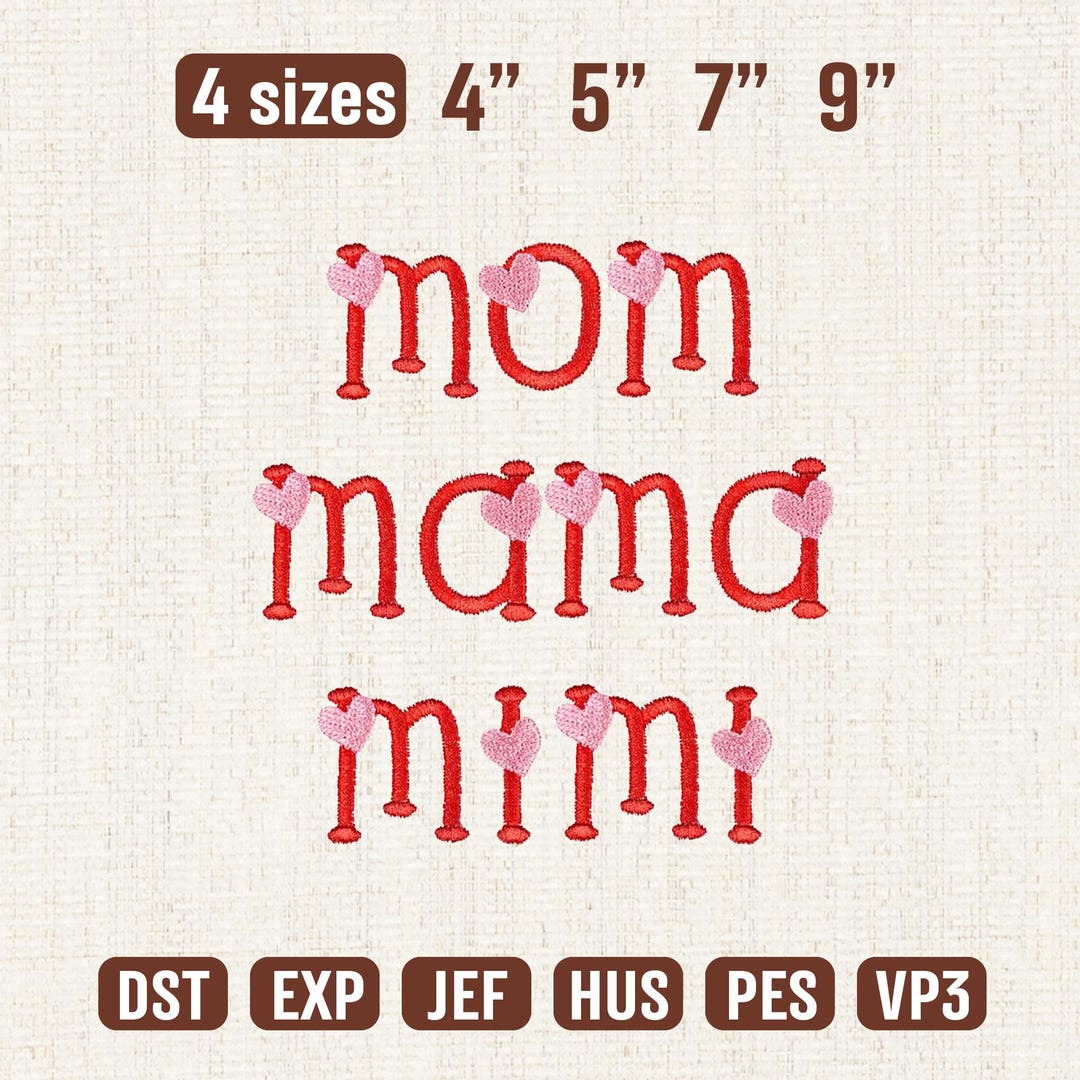 Valentine Mama Embroidery Design, Heart Mom Embroidery File, Mother's ...