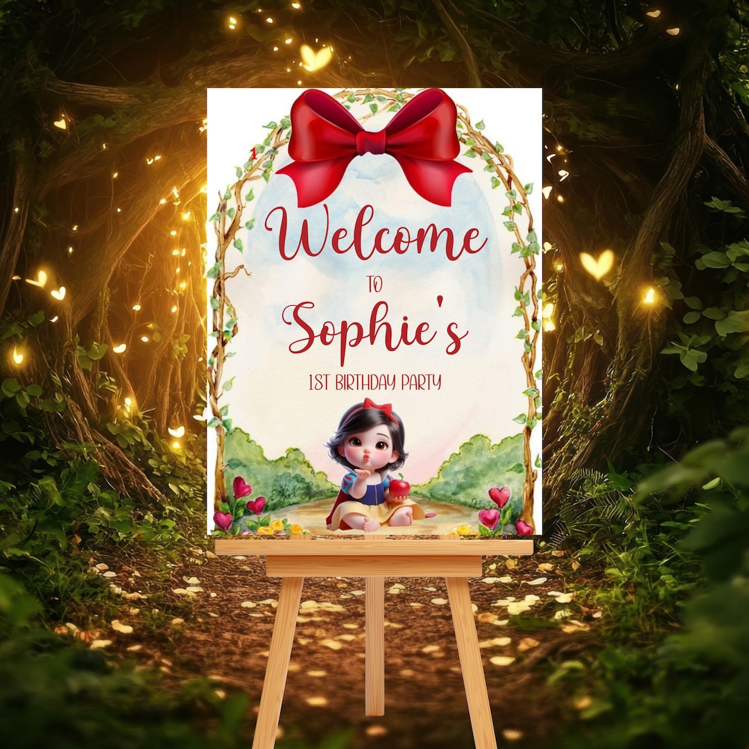 Snow White Inspired First Birthday Welcome Sign | Princess Party ...