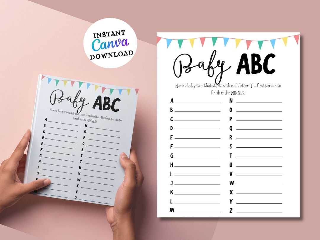 Baby Shower ABC Game • Printable Alphabet Game (2 Sizes) - Etsy