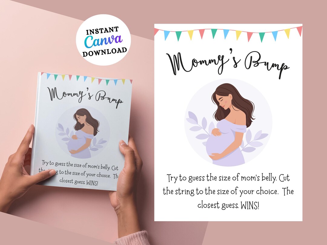 Measure Baby Bump Game • Printable Baby Shower Activity (canva Template ...