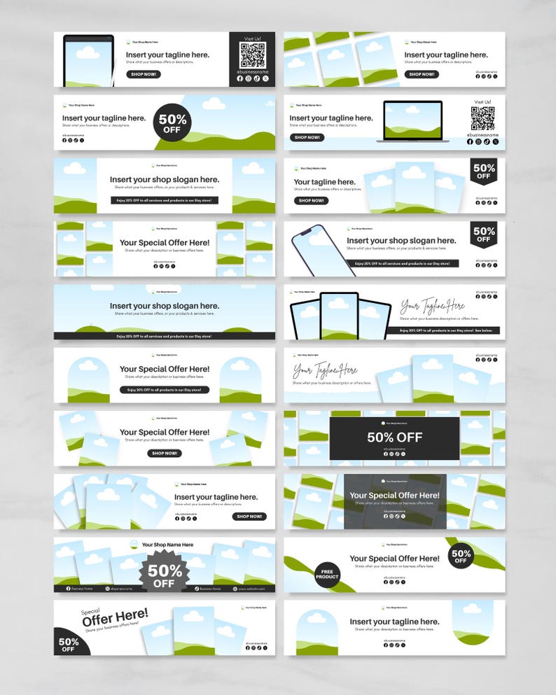 20 Etsy Shop Banners Template Bundle | Editable Canva Cover Photo ...