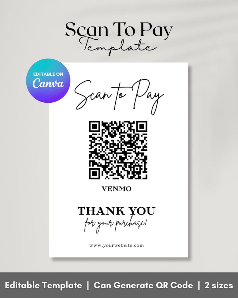 Scan to Pay QR Code Sign: Editable Canva Template (digital Download) - Etsy