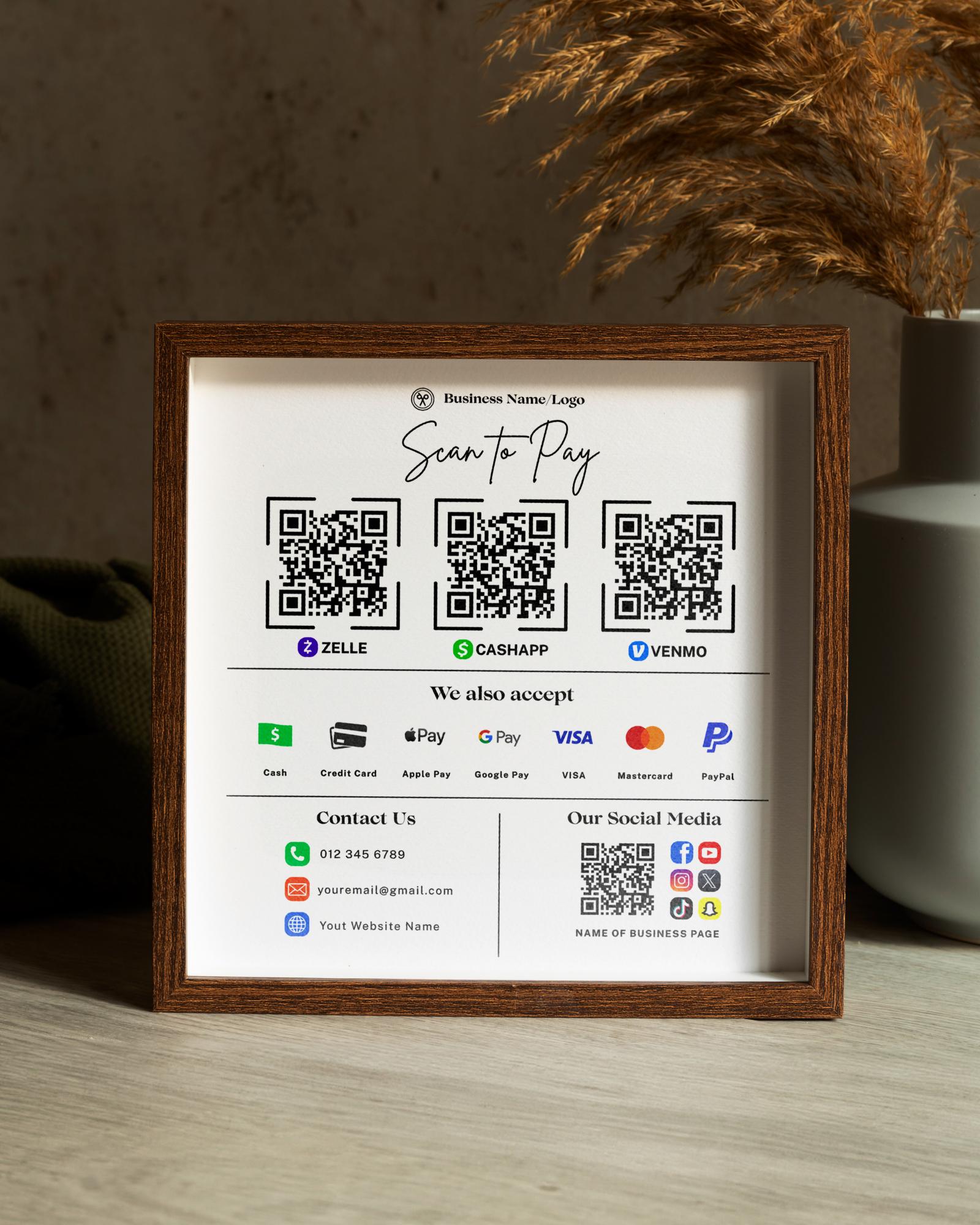 Scan to Pay 7 Sizes Canva Templates - QR Code Sign for Payments ...