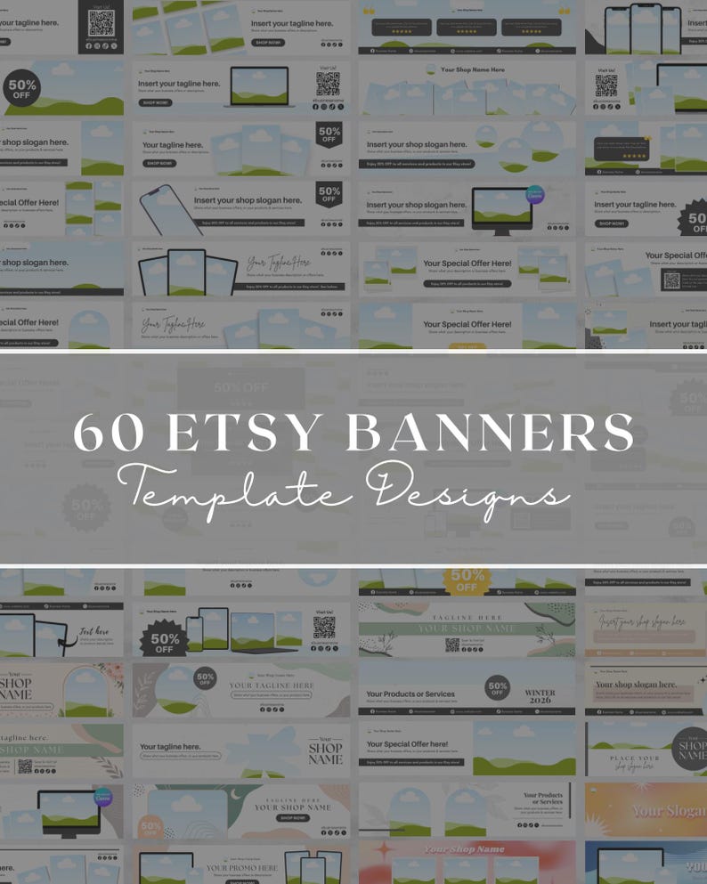 60 Etsy Shop Banners Template Bundle | Editable Banner Template Canva ...
