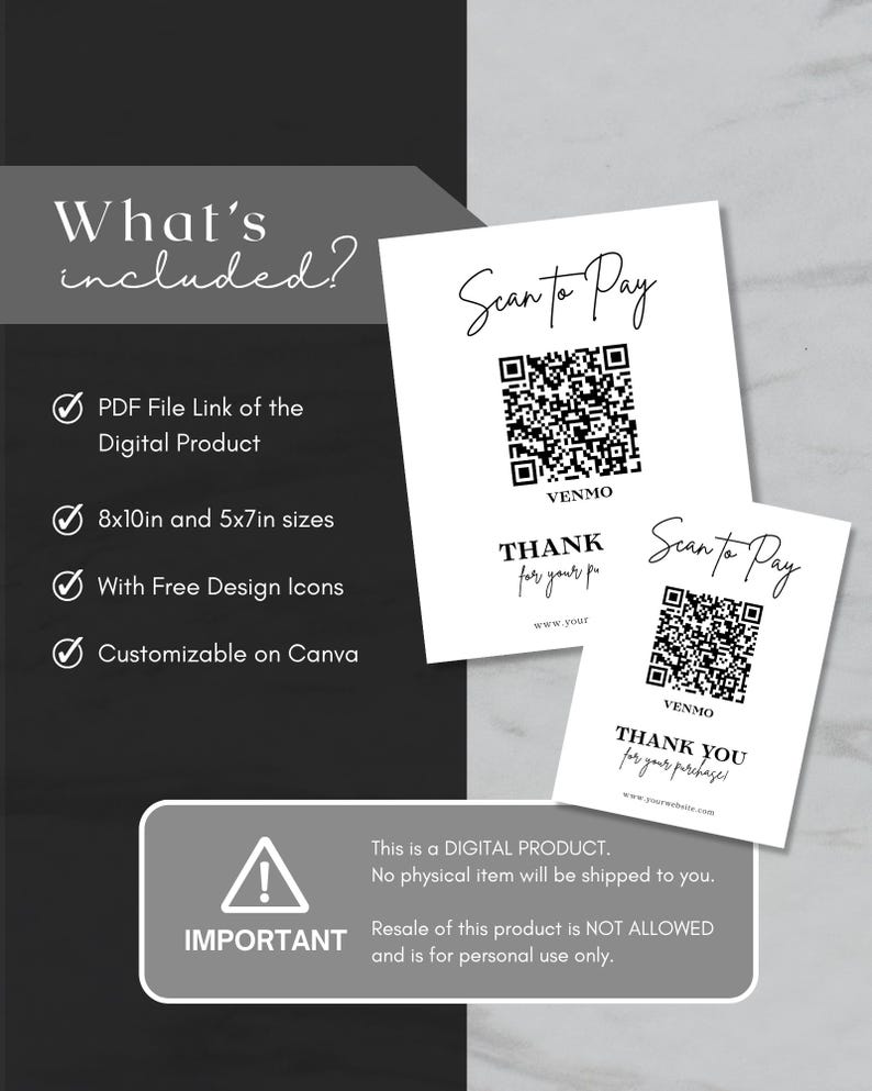 Scan to Pay QR Code Sign: Editable Canva Template (digital Download) - Etsy