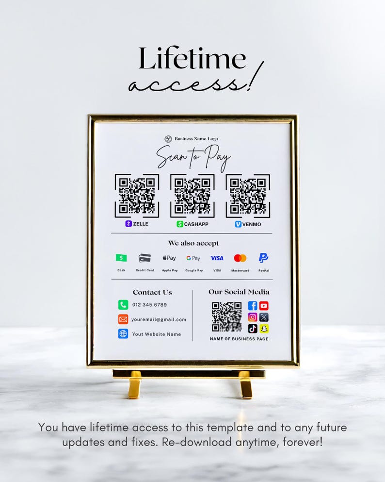 Scan to Pay 7 Sizes Canva Templates - QR Code Sign for Payments ...