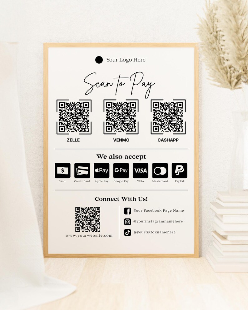 Scan to Pay Sign Template Bundle | 4 Editable A4 Designs + 200 Free ...