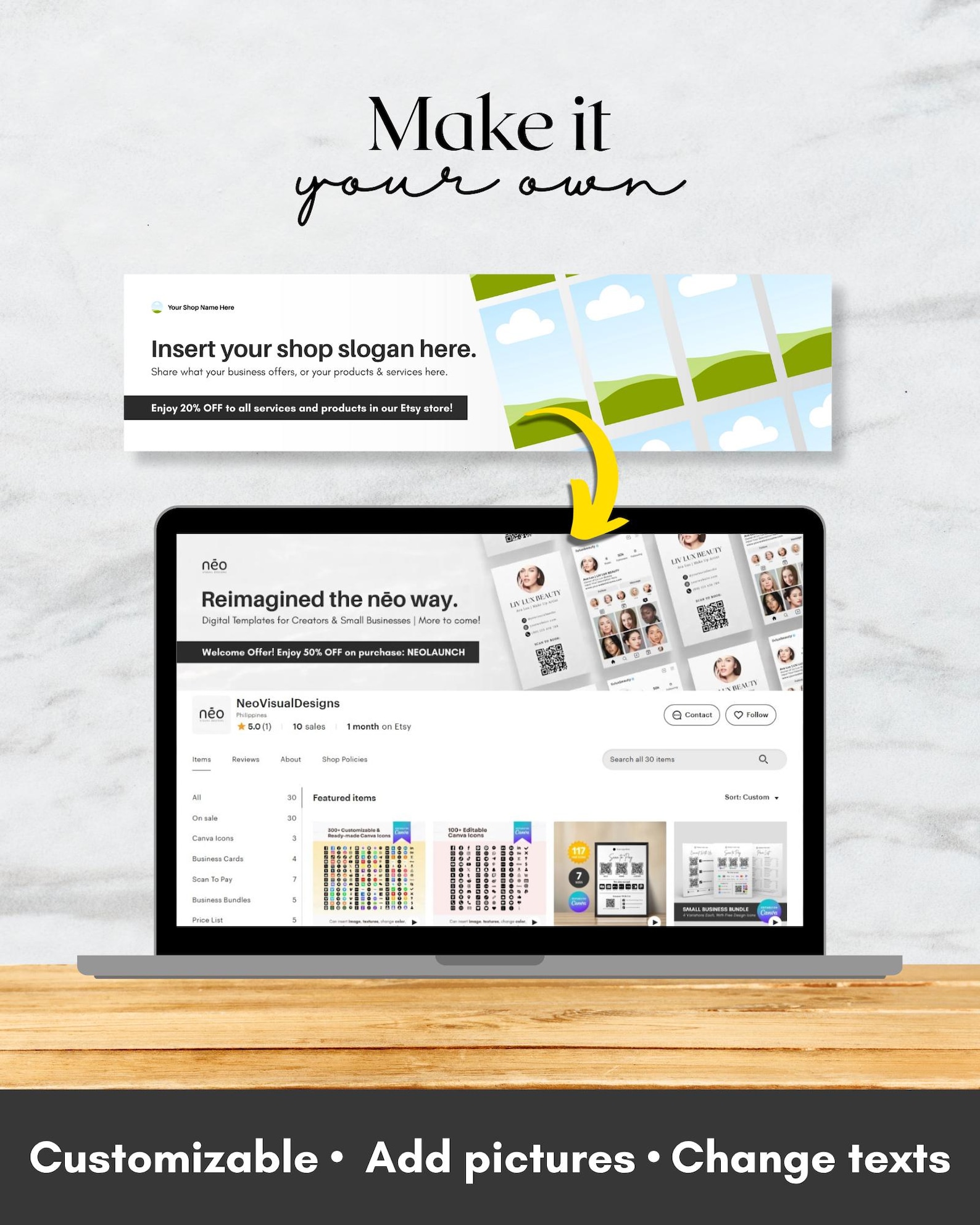 20 Etsy Shop Banners Template Bundle | Editable Canva Cover Photo ...