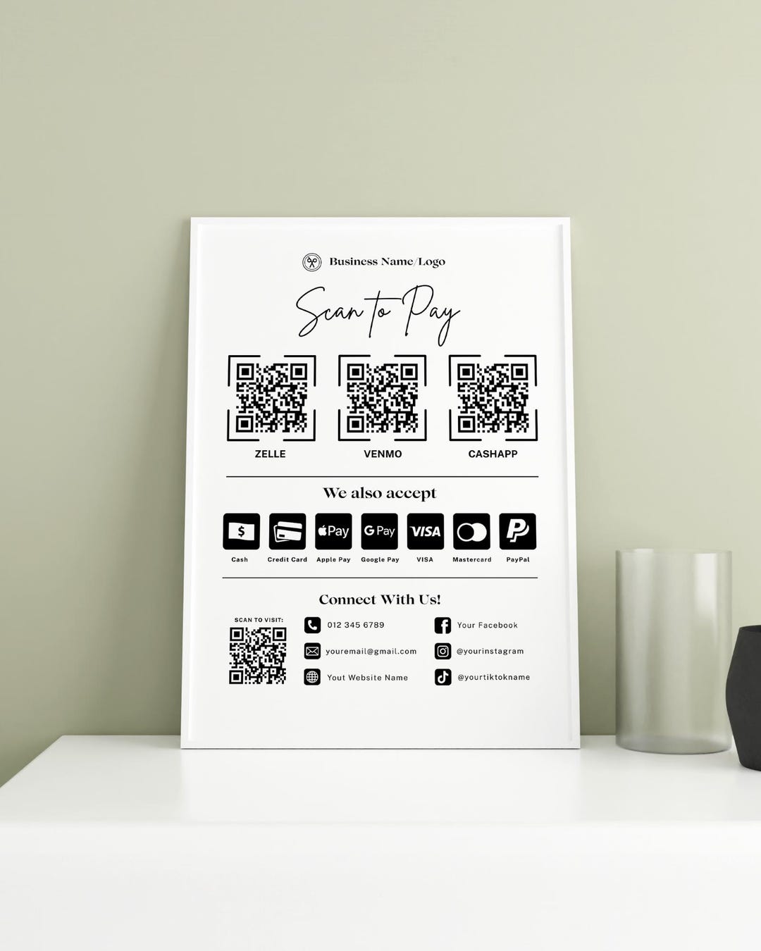 Scan to Pay QR Code Sign Template: Editable A4 Canva Sign (digital ...