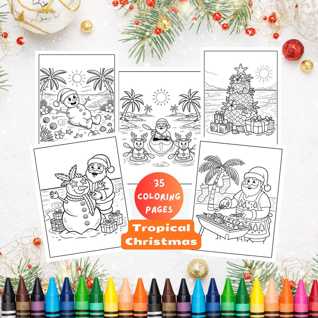 Coloriages de Noël tropical - 35 motifs festifs à imprimer - activité ...