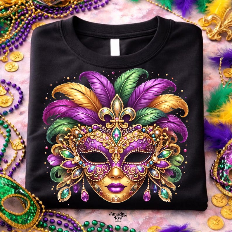Mardi Gras Mask PNG, Carnival Masquerade Sublimation Design, Trendy ...