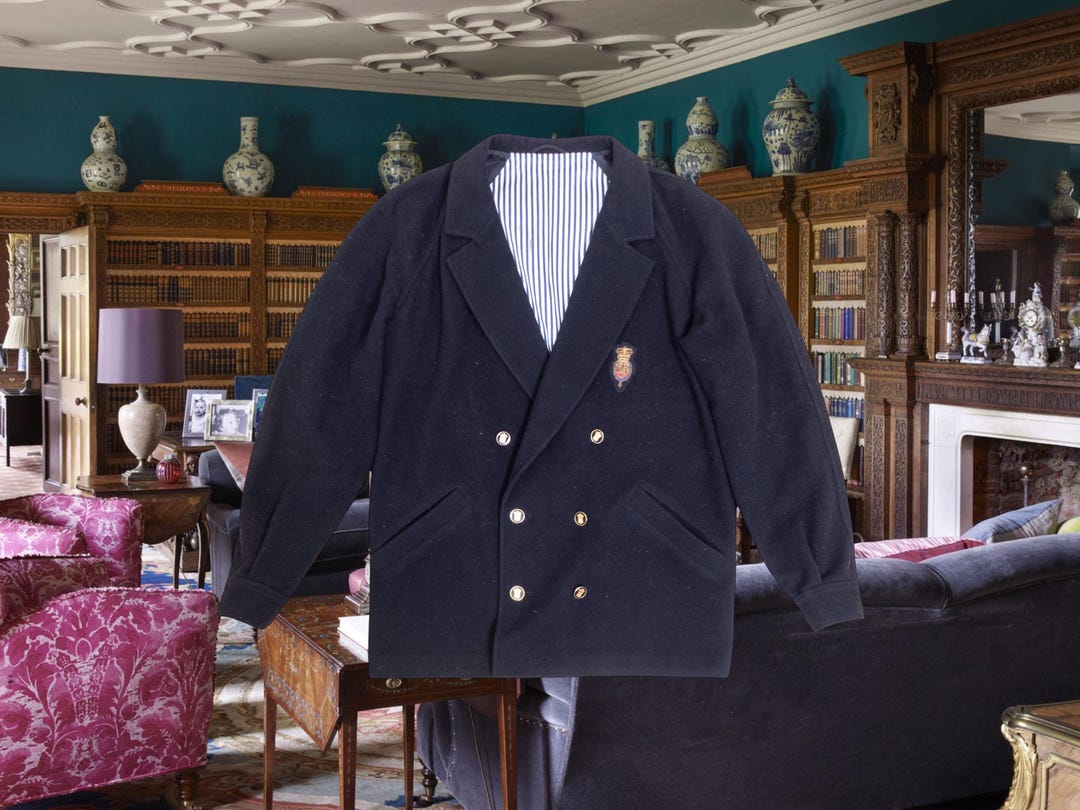 Pure New Wool British Embellished Crest Navy Blue Blazer Jacket - Etsy