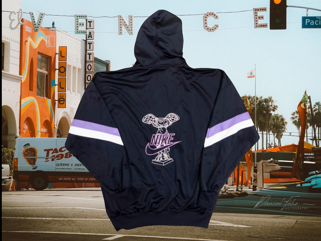 Rare ! 1985 Nike Blue Tag Goddess of Victory Violet Black Zipper Hoodie ...