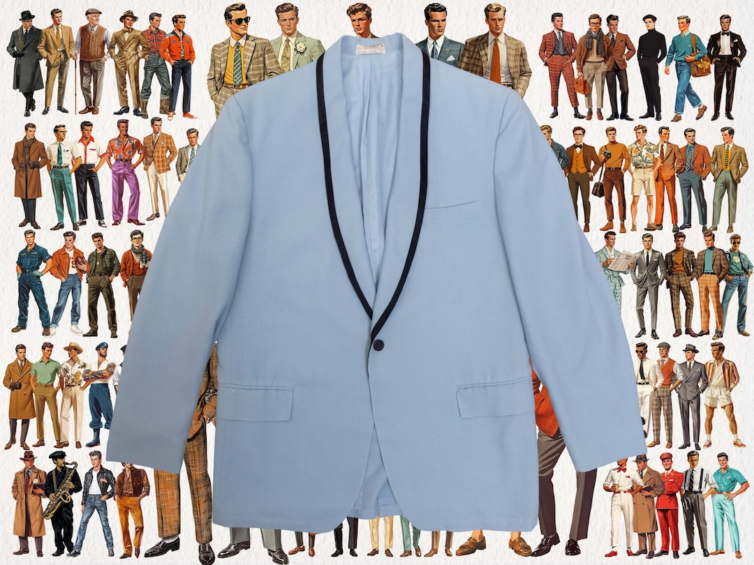 60s Union Made Blue Tuxedo Dinner Jacket | Nite Magic by After Six - Etsy