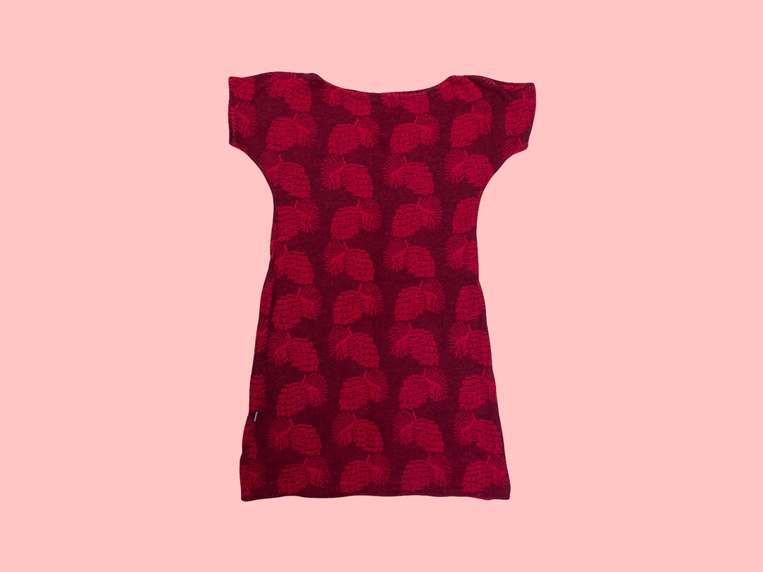 Merino Wool and Organic Cotton Folk Winter Close Fitting Red Dress ...
