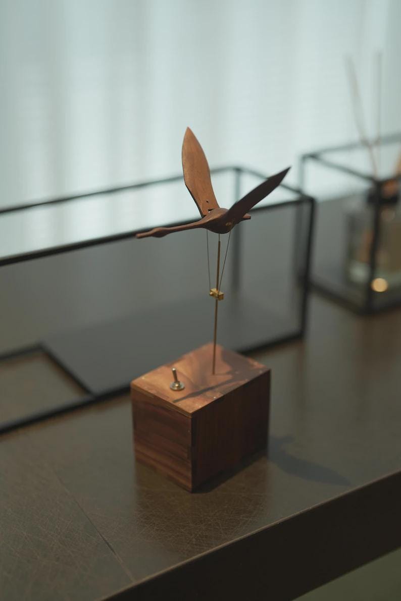 Flying Bird Automata: Handcrafted Walnut Wood Kinetic Art Music Box - Etsy
