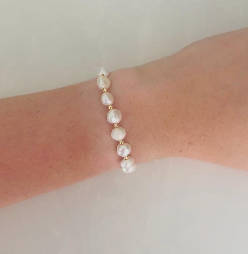 Freshwaterpearl 14k Gold Filled Pearl Beaded Stacking Bracelet - Etsy