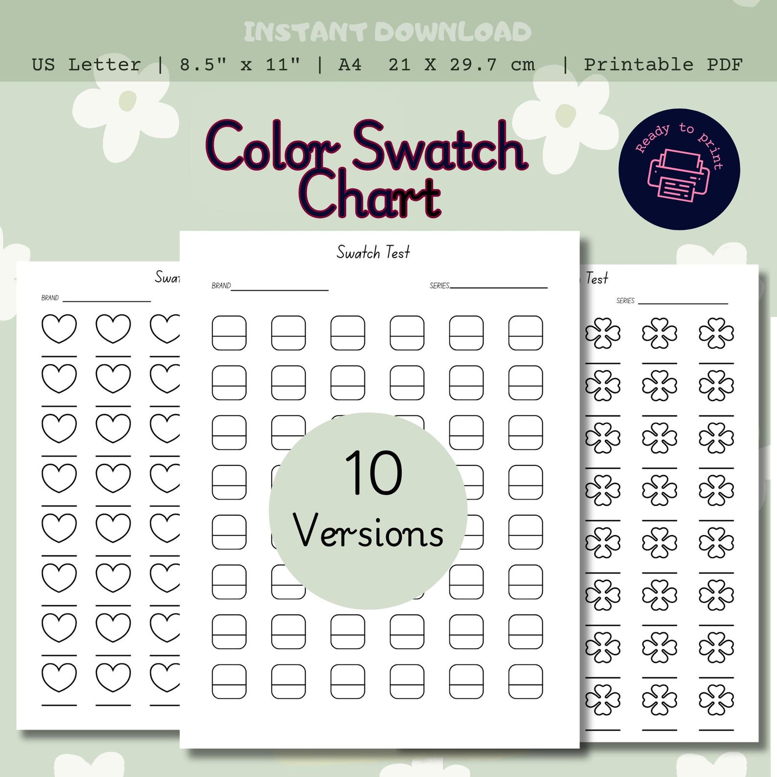 Editable Color Swatch Chart Template | A4 Brand Palette (digital ...