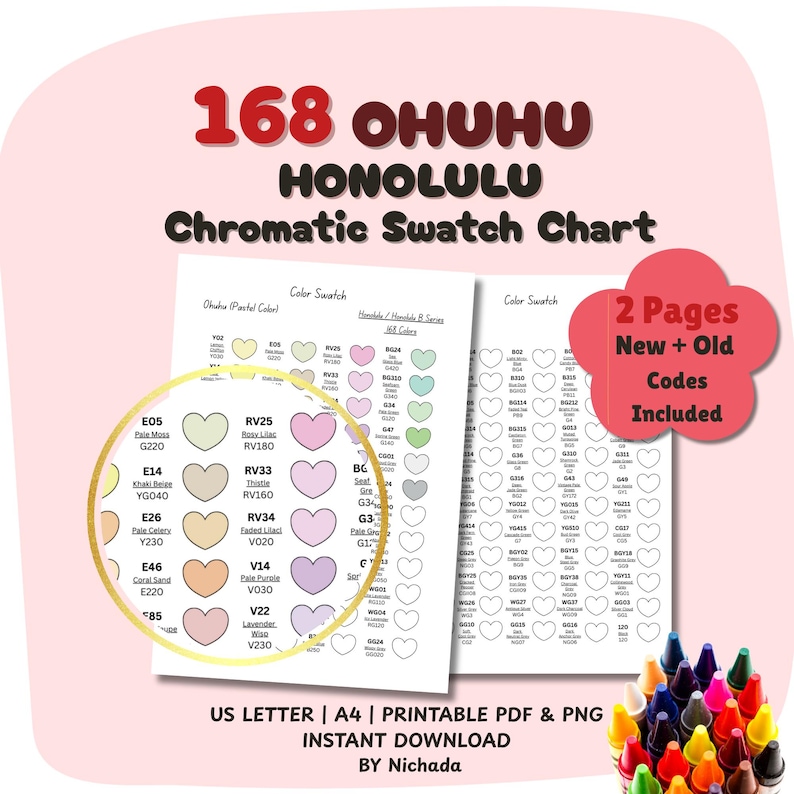Ohuhu 168 Color Chart | Honolulu Marker Swatch (PDF & PNG) - Etsy