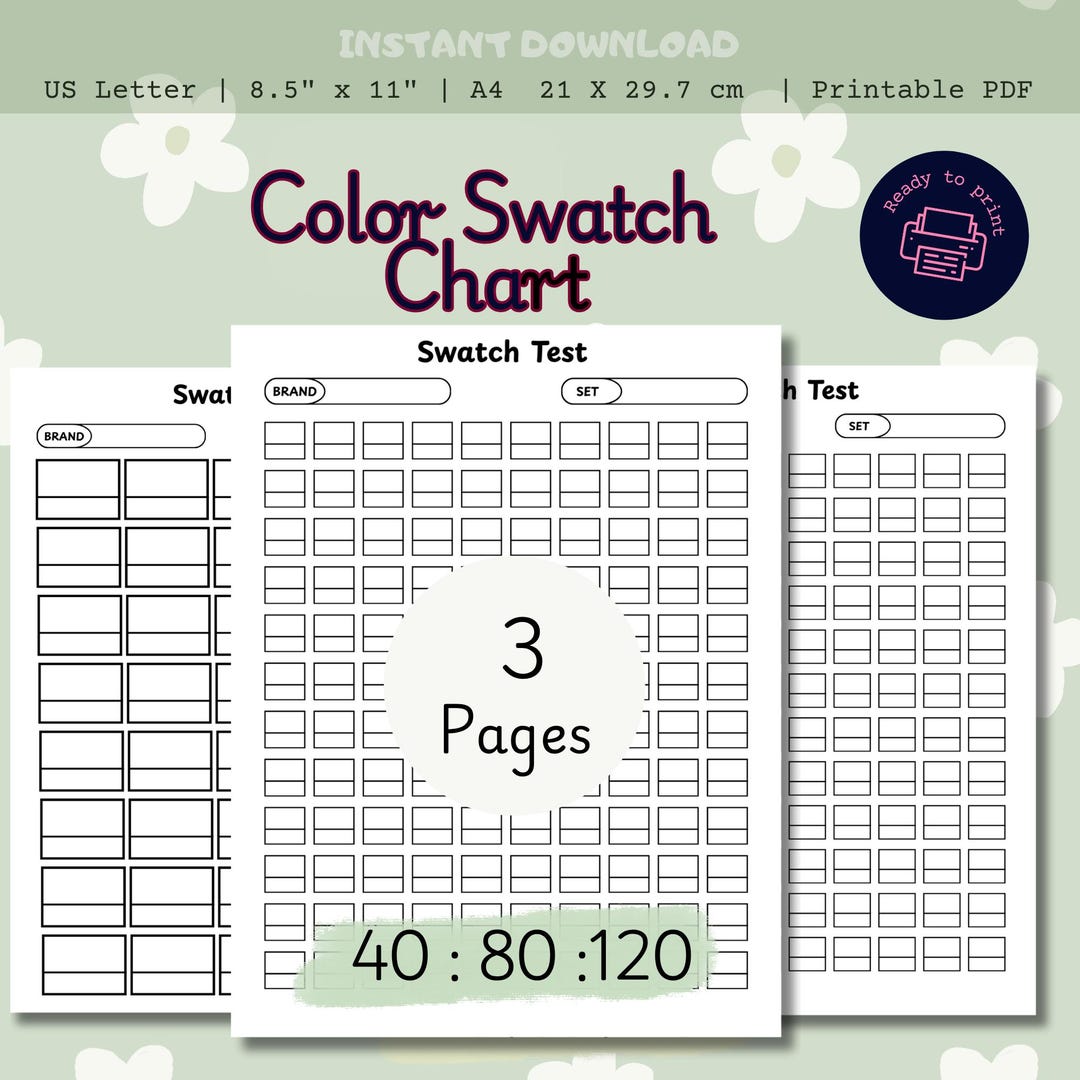 Color Swatch Test Printable | Marker & Pen Swatch Chart | Digital ...