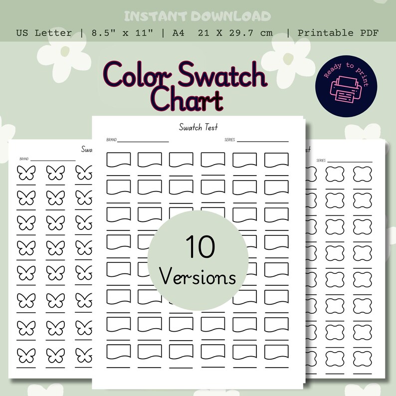 Editable Color Swatch Chart Template | A4 Brand Palette (digital ...