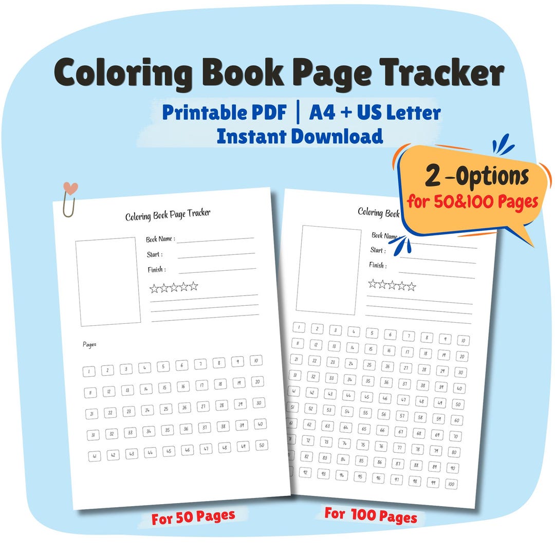 Coloring Book Page Tracker Printable | Blank Coloring Log Sheet ...