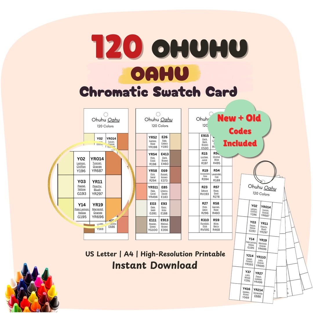 Ohuhu Oahu 120 Marker Swatch Chart | Color Palette Guide (PDF Download ...