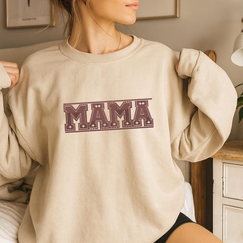 Mama Applique Machine Embroidery Design, Full and Split MAMA Applique ...