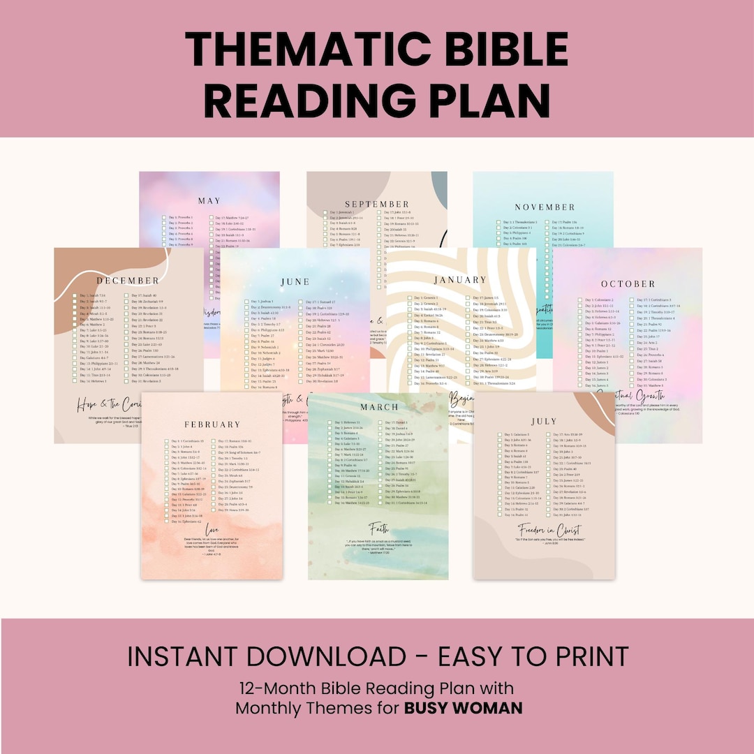Thematic Bible Reading Plan | 12 Month Scripture Guide (PDF Download ...