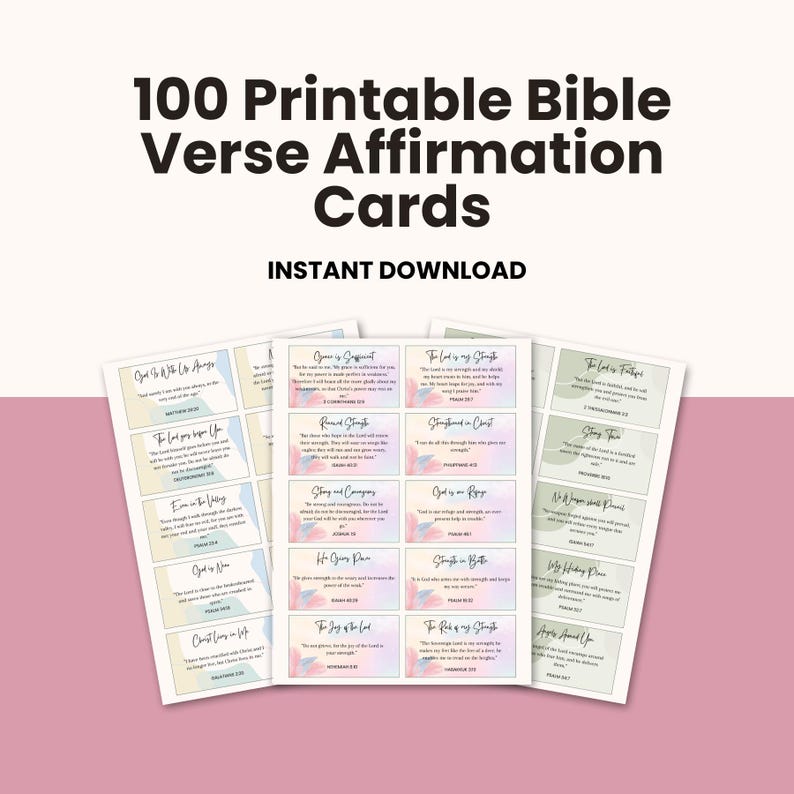 100 Bible Verse Cards | Scripture Affirmations, Christian Encouragement ...