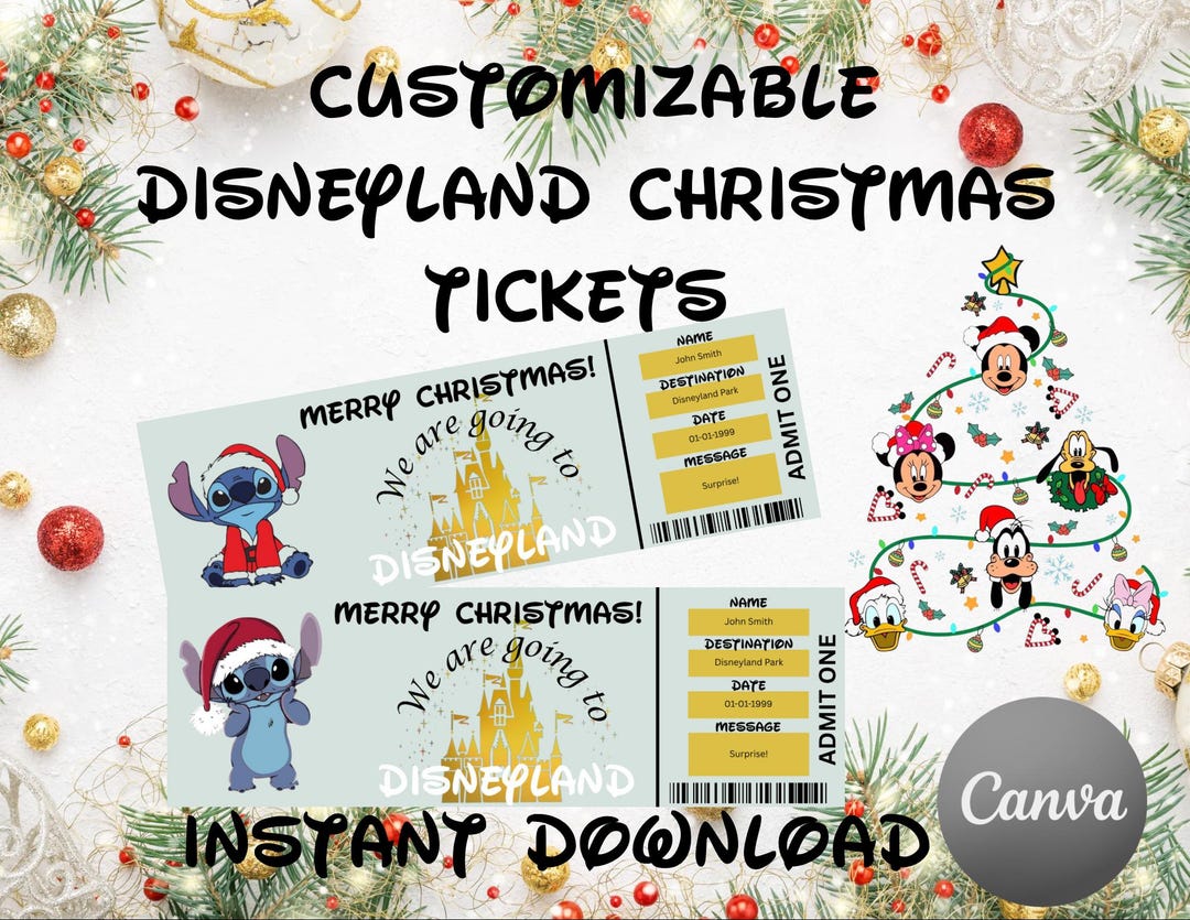 Editable Disneyland Christmas Ticket, Stitch Design (digital Download ...